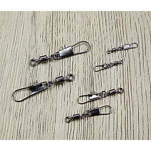 Piscorush Fishing Swivel Snaps Rolling Swivel with Interlock Snaps Barrel Fishing Lure Line Connector High Strength Snap Swivels Tackle Stainless Accessories (6# (28lb) / 60Pcs)