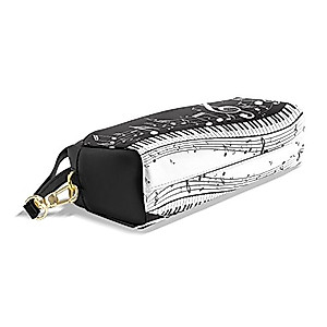 ALAZA Black Music Note Piano PU Leather Pen Pencil Case Pouch Case Makeup Cosmetic Travel School Bag