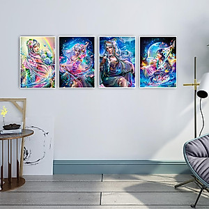 4 Pcs Fairy Diamond Painting Kits 30x40CM Easy Diamond Painting Kits for Beginners DIY Fairy Cross Stitch Kits Angel Diamond Art 5D Round Diamond Art Kits Diamond Dots Flower Elf Picture Art Crafts