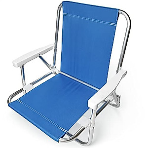 Beachland Aluminum Folding Sand Chair with Armrests - 1 Position - Lightweight Beach Chair - Small and Portable (2, Blue-Mint)