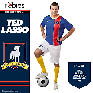 Rubies Men's Ted Lasso AFC Richmond Soccer Uniform Costume, Large for Themed Parties and Halloween