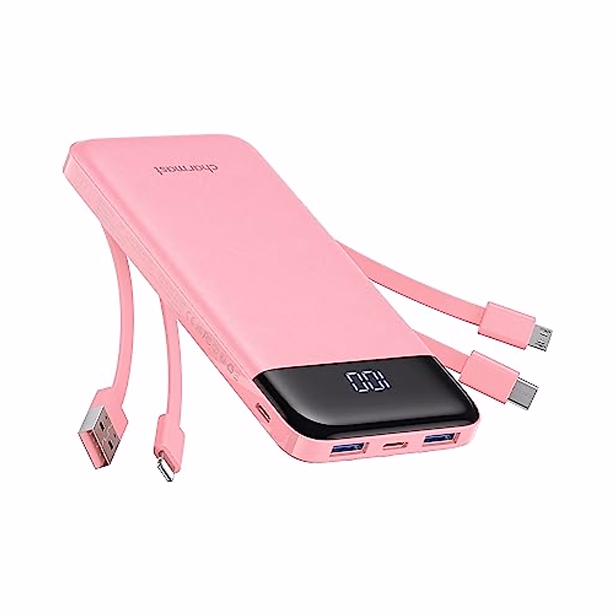 Portable Charger with Built in Cables, Portable Charger with Cords Wires Slim 10000mAh Travel Essentials Battery Pack 6 Outputs 3A High Speed Power Bank for iPhone Samsung Pixel LG Moto iPad