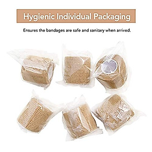 RISEN Cohesive Bandage 2” x 5 Yards, 6 Rolls, Self Adherent Wrap Medical Tape, Adhesive Flexible Breathable First Aid Gauze Ideal for Stretch Athletic