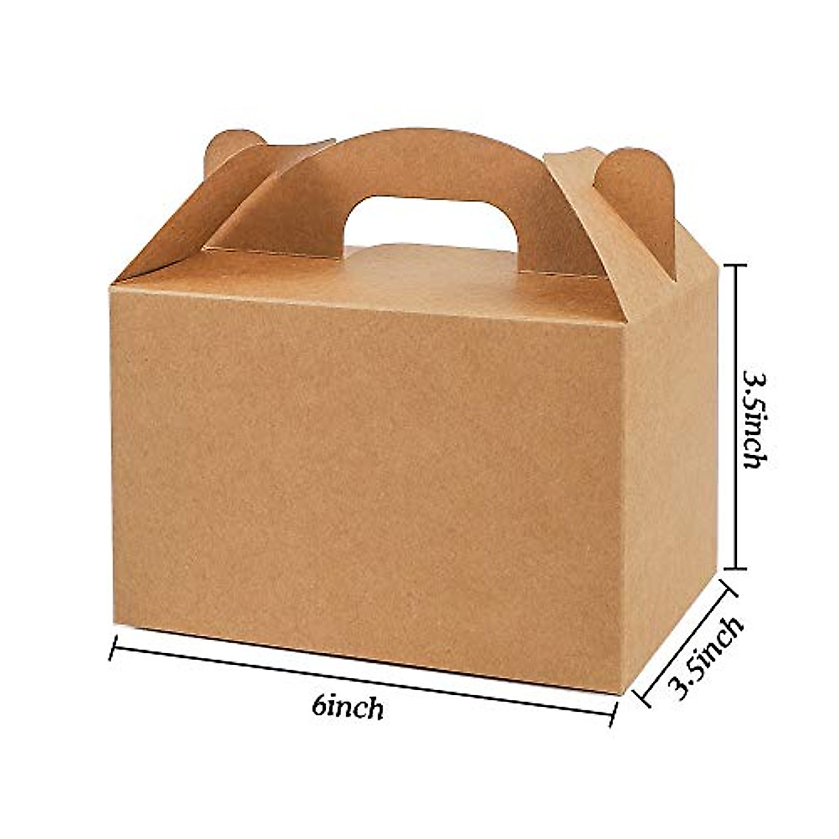 Moretoes 36 Pack Brown Goodies Boxes Dessert Boxes Treat Boxes Gable Boxes Kraft Party Favor Boxes for Keeping Candy, Popcorn,Toys,Baby Showers,Birthday Party,Wedding,6 x 3.5 x 3.5 Inches