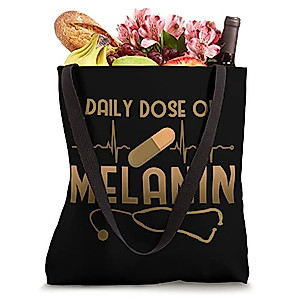 Black Nurse Heartbeat Daily Dose Of Melanin African American Tote Bag