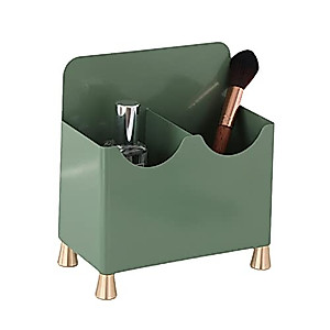 n/a Desktop Pen Holder Storage Box Office Wrought Iron Multifunctional Nordic Large Capacity Dresser (Color : Green, Size : 15.5 * 17cm)