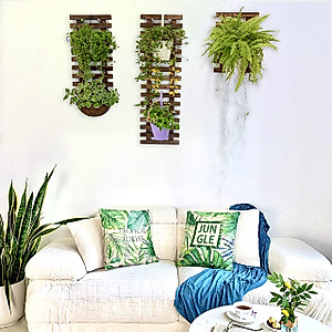 ShopLaLa Bundle - 4 inch White Metal Pots x 10 Pack + 3 pack Wooden Planter Vertical Garden System Planter, Live Plant Wall Outdoor Wall Mounted Planter Decoration Large Indoor Living Wall Plant Decor