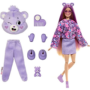 Barbie Cutie Reveal Doll & Accessories, Care Bears Series with Share Bear Costume & 10 Surprises Including Color Change & Mini Bear