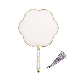 Vintage White Personalized Chinese Hand Fans Ladies Natural Real Silk Dance Fan Decoration Calligraphy Painting Embroidery (6ban)