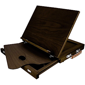 KINGART Solid Adjustable Wood Desk Table Easel with Storage Drawer, Paint Palette, Beechwood - Portable Solid Wooden Artist Easel Top Board - Canvas Painting, Drawing Book Stand