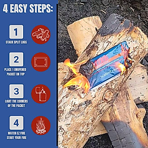 Naturally Occurring, Reliable, All Purpose, Easy-to-Use Fire Starter for Wood Stoves, Fireplaces, Campfires, and Bonfire – Waterproof, Windproof, Safe, Clean, Odorless | 100 Pack