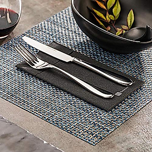 Amalfi Basketweave Baltic Blue Vinyl Woven Placemat - 16" x 12" - 6 count box - Restaurantware