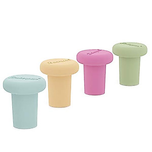 Bakerpan Silicone Wine Stoppers for Wine Bottles, Wine Bottle Stopper, Reusable Wine Corks - Set of 4