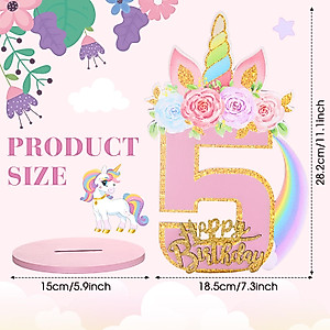 MiniInflat Unicorn 3/5/6th Birthday Number Sign Centerpiece for Girls 11.8 Inch Unicorn Number Wooden Table Decoration Unicorn Party Supplies for Kids Birthday Anniversary((Number 5)