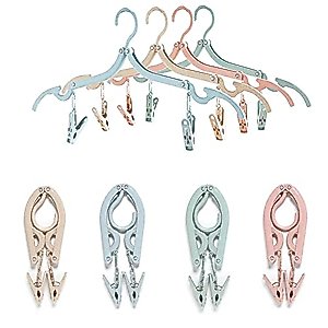 Collapsible Clothes Hangers 8 Pcs Portable Folding Clothes Hangers Travel Accessories for Outdoors Activities Travel at Home Four Colors