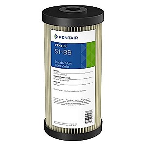 Pentair Pentek S1-BB Big Blue Sediment Water Filter, 10-Inch, Whole House Heavy Duty Pleated Cellulose Filter Cartridge, 10” x 4.5”, 20 Micron