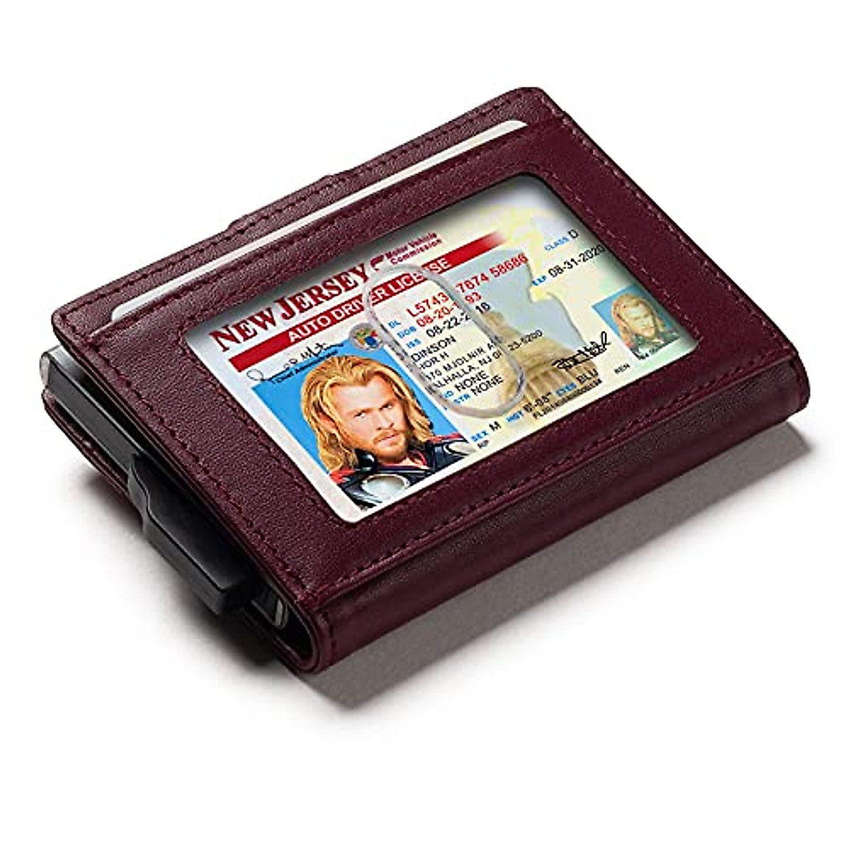 Claasico Men Slim Bifold Pop Up Wallet & Credit Card Case | Compact Card Holder w/Pop Out Button & ID Window