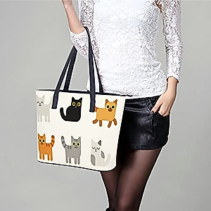 Womens Handbag Animal Cat Leather Tote Bag Top Handle Satchel Bags For Lady