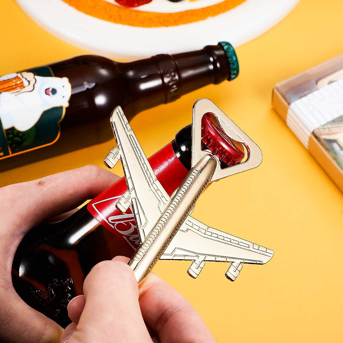 50 Pieces Airplane Bottle Opener with Box Wedding Party Favors Bulk Baby Shower Aviation for Pilot Travel Beer Bottle Opener Favors Guests Birthday Decorations (Classic Style)