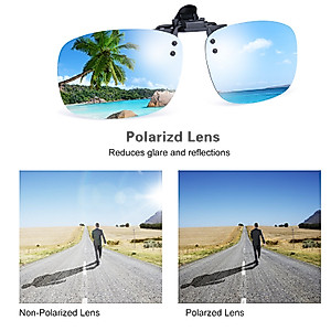Besgoods Cool Silver Mirror Polarized Clip-on Flip up Sunglasses Plastic Lenses Glasses Outdoor Driving Fishing Sport
