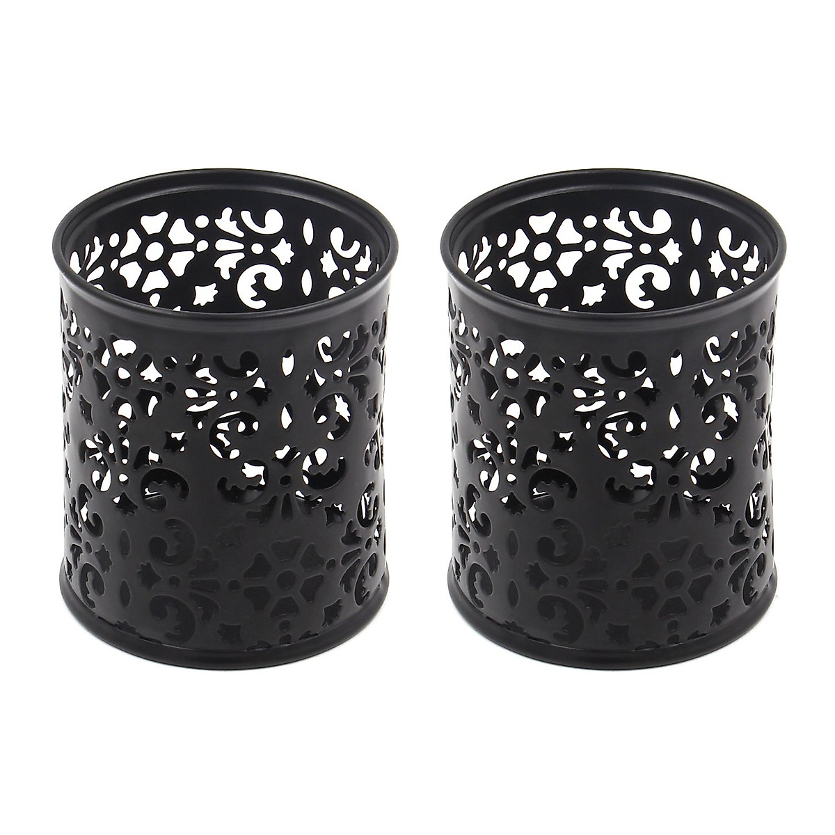 EasyPAG Metal 2-Piece Pen Holder Set Desk Accessories & Workspace Organizers for Classroom, School & Office,Black