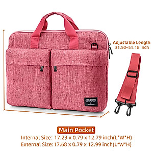 KINGSLONG Slim 17.3 inch Laptop Sleeve Bag Carrying Case with Shoulder Strap, Notebook Ultrabooks Computer Handbag Cover for Men Women Fit for Acer Asus HP Pink