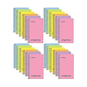 Mead Small Notebook, 24 Pack of pocket notebook 3x5 " College Ruled Small Memo Pad Wirebound 60 Sheets, Pastel Colors of Mini Notebook in Bulk pack
