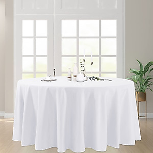 luccido 6 Pack Round Tablecloth 70 Inches White Table Cloth Stain and Wrinkle Resistant Washable Polyester Fabric Table Cover for Party, Wedding and Banquet Decoration