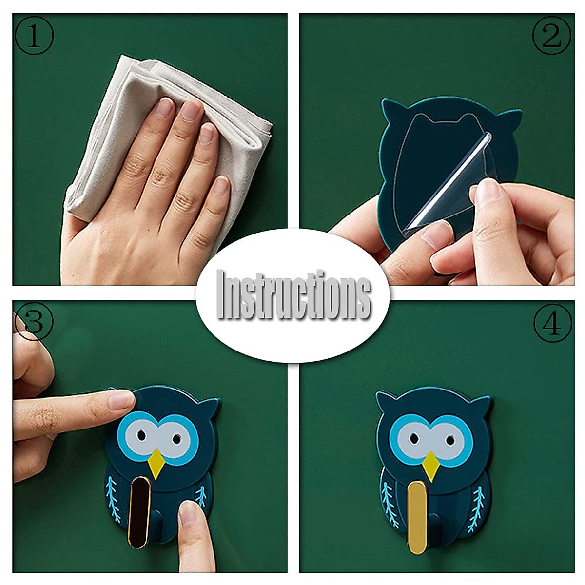 LELEVTXP 4 Pcs Sticky Hooks No Punching Adhesive Hooks Traceless Wall Hangers for General Bathroom Kitchen