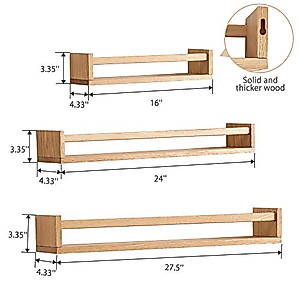 INMAN Floating Shelves, Wall Mounted Nursery Shelf-Wood Bookshelf Wall Shelves for Kitchen Spice Rack Bedroom and Living Room Baby Nursery Decor, 27.5 Inch,Natural