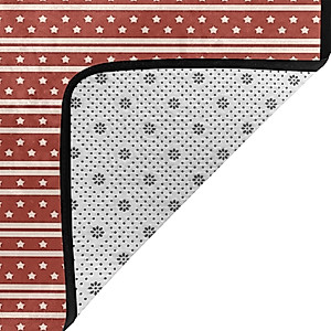 aHaBiKas Door Mat Outside Indoor Entrance, Patriotic Stars Stripes Red Front Porch Rug Washable Kitchen Rugs Non-Slip Shower Rugs Bathroom Mats Quick Dry, 36"x24"