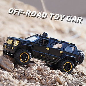 ORALEAF Die Cast Metal Toy Cars, 1/24 Scale Off-Road Car Toy Model with Sound and Light, Gifts for 3 Year Old Boys and up