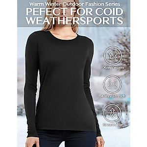 YOGINGO Women's Long Sleeve Thermal Underwear Lightweight Compression Base Layer Warm Shirt 2023 Stretchy Durable Women Fashion Clothing Fall Winter Fashion Premium Comfort XS-2XL Winter Tops Black