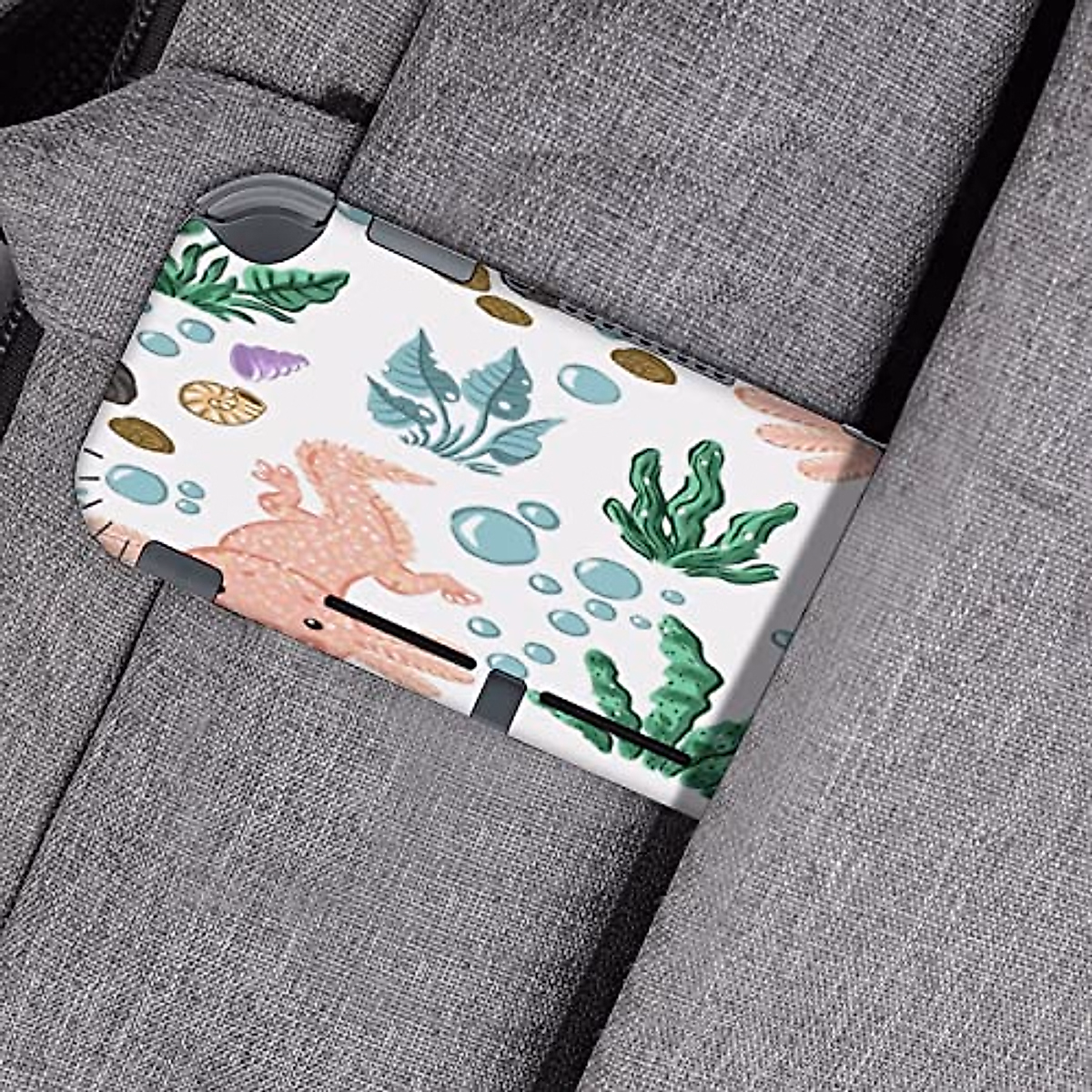 Axolotls Shells Pebbles and Bubbles Compatible with Switch/Switch Lite Console Joy-Con Dock Sticker Skin Full Set Cute Stickers Cover for Switch Lite