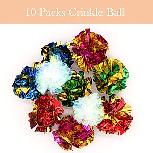 LASOCUHOO Cat Toys, 30PCS Interactive Cat Toy Pack Including Cat Crinkle Balls, Cat Sparkle Balls, Spiral Springs for Most Cats