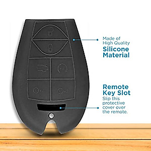 Keyless2Go Replacement for New Silicone Cover Protective Case for Select Dodge Chrysler Jeep Remote Key Fobiks - Black