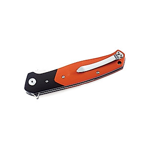 Bestech Knife BG03C Folder 3.8 in Plain and Orange G10Handle Hunting-Folding-Knives, Black