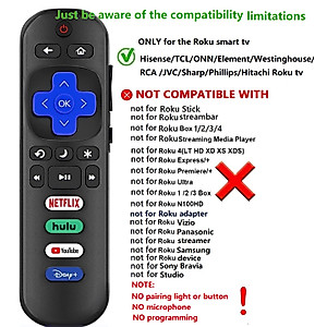 Rupmmehon (Pack of 2) Replaced Remote Control for Roku TV Universal Replacement Compatible with TCL/Hisense/Element/Insignia/JVC/Onn/Philips/RCA/Sharp/Westinghouse Series Smart TVs