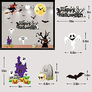 Vanleonet Halloween Window Clings Decals for Window Glass,Double-Side Spooky Removable Window Sticker for Halloween Party Decoration