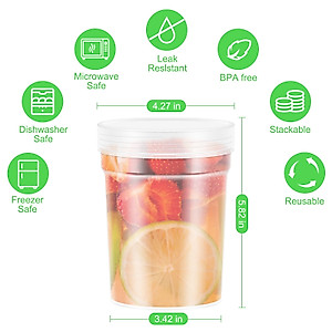LEAWALK 32 oz Twist Top Deli Containers,Plastic Soup Freezer Food Storage Container With Lids, BPA Free,Leak Proof,Stackable,Microwave Dishwasher Safe-3 Pack