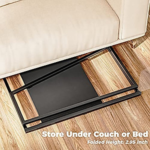 33 Inch Small Black Folding Computer Desk, Sturdy Heavy Duty Foldable Table for Small Spaces Home Office Bedroom Outdoor Work Study Writing Collapsible Portable with Metal Legs, EPA Certified