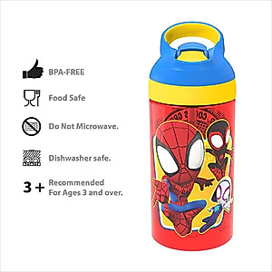 zak! Marvel Spidey and His Amazing Friends - 5-Piece Dinnerware Set - Pack of 2 - Includes Two Each: Water Bottle, 8-Inch Plate, 6-Inch Bowl, Fork & Spoon - Suitable for Kids Ages 3+