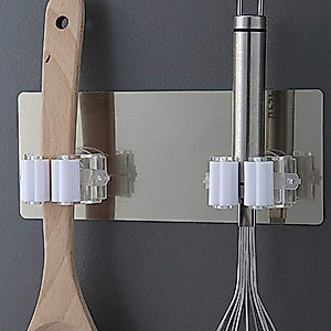Purest Spring Mop and Broom Holder Wall Mount Self Adhesive,Broom mop Hanger Wall Mount,Tool with Handle Holder and Organizer (Large)