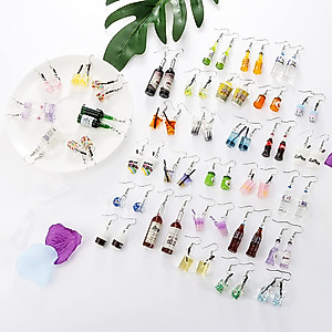 20 Pairs Random Mixed Resin Acrylic & Metal Earrings Set, Weird Dangle Drop Drink Bottle Animal Pendant Earring, Funny Statement Fashion Hoop Earring Jewelry for Women (20pcs Random Mixed)