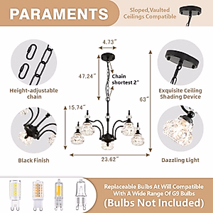 WJShome 5-Light Vintage Black Crystal Chandeliers for Dining Room,Antique Victorian Chandelier,Modern Farmhouse Hanging Pendant Light Fixtures,for Living Room Bedroom Kitchen Island Foyer Entryway