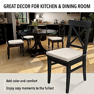 Tromlycs Chair Pads with Ties for Dining Room Chairs Set of 4 High Density Foam Padded Cushion Non Slip U Shaped Kitchen Seat 16x16.5 inch White Beige