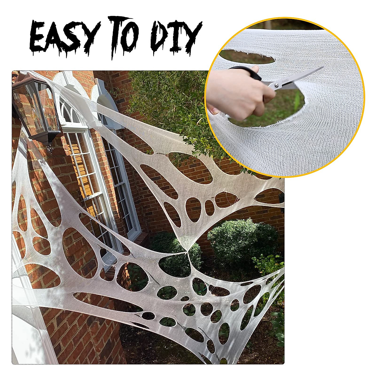 DAZONGE 450 sqft Spider Webs Halloween Decorations, Stretchy Beef Netting, Spooky Spider Web Decorations for Halloween Party, Haunted House