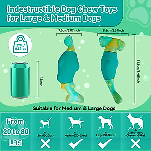 BIKIISEN Dog Toys for Aggressive Chewers, Interactive Dog Chew Toys for Large Dogs, Indestructible Squeaky Dog Toys to Keep Them Busy, Tough Dog Toys for Medium/Large Breed Dogs (Green)