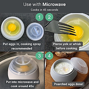 Silicone Egg Poacher Microwave Cooker Eggs Cup Breakfast Sandwich Omelet Maker Kitchen Cooking Tool Fast Eggs Fryer Cooks in 45s Dishwasher Safe Made in Korea