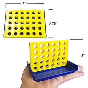 Gamie Four in a Row Game, Set of 4, Line Up Four Pegs in a Row Games with Foldable Board & 30 Pieces Each, Fun Indoor Game Night Games for Kids, Educational Learning Game for Children
